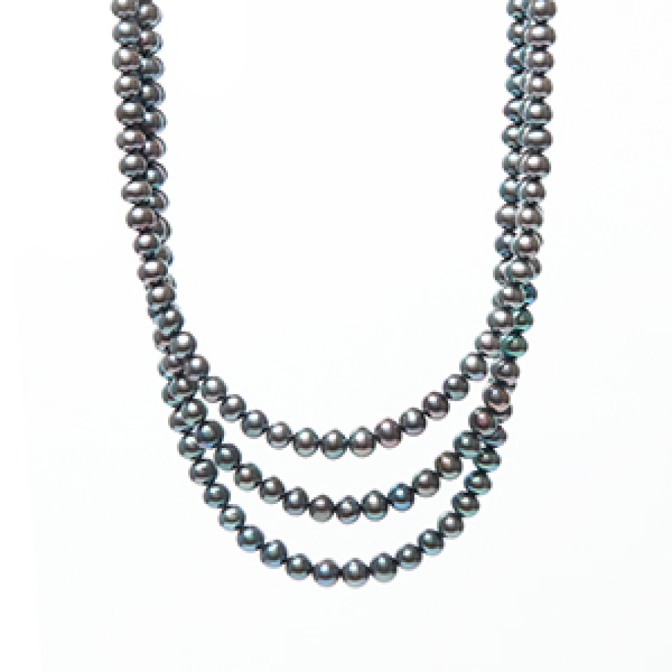 Colier PERLA din aur galben de 18k cu perle negre | Casiani